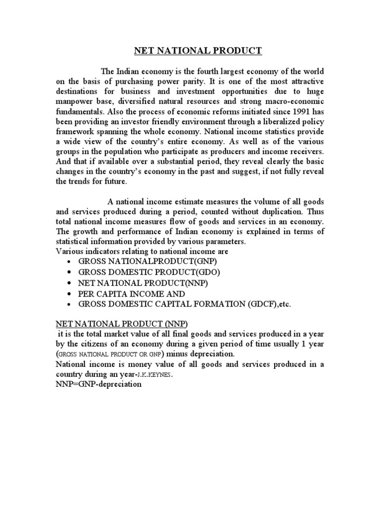 Net National Product | PDF | Measures Of National Income And Output ...