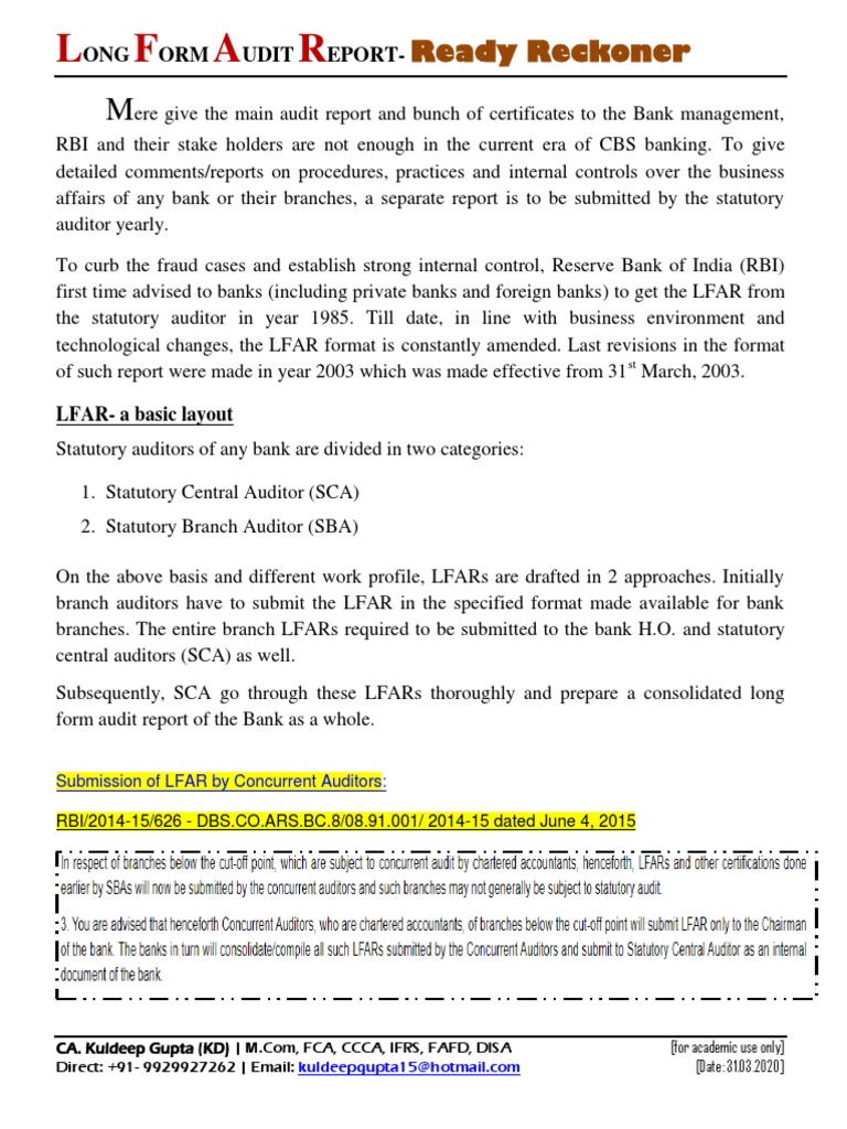 LFAR Ready Reckoner 31.03.2020 by Kuldeep Gupta | PDF | Reserve Bank Of ...