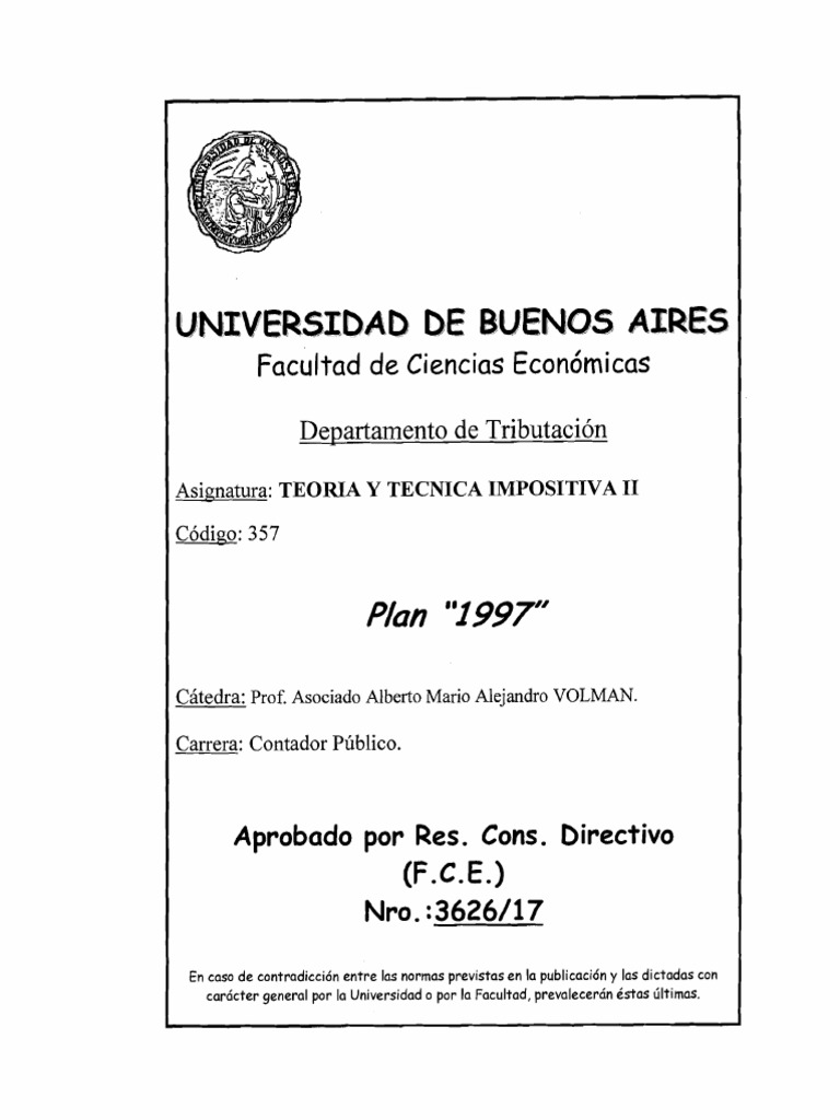 357 TEORIA Y TECNICA IMPOSITIVA II Catedra VOLMAN PDF | PDF | Impuestos ... 357 TEORIA Y TECNICA IMPOSITIVA II Catedra VOLMAN PDF | PDF | Impuestos ...