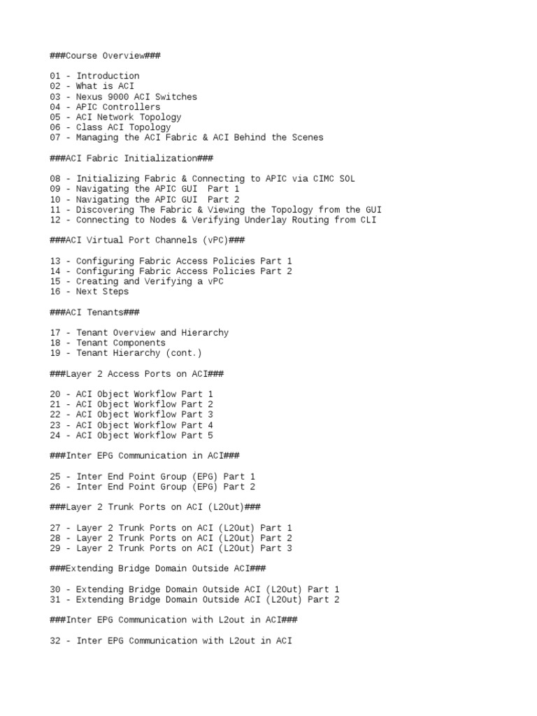 Cisco ACI Course: Comprehensive Guide | PDF | Network Switch | Network ...