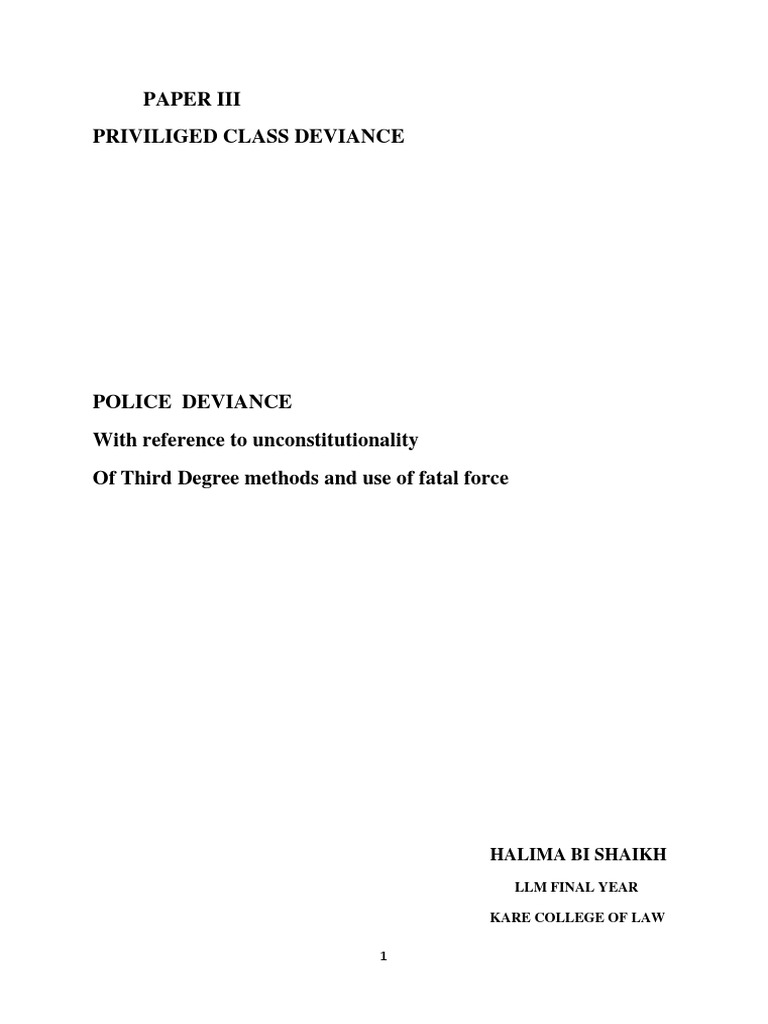 Privileged Class Deviance | PDF | Torture | Police Brutality