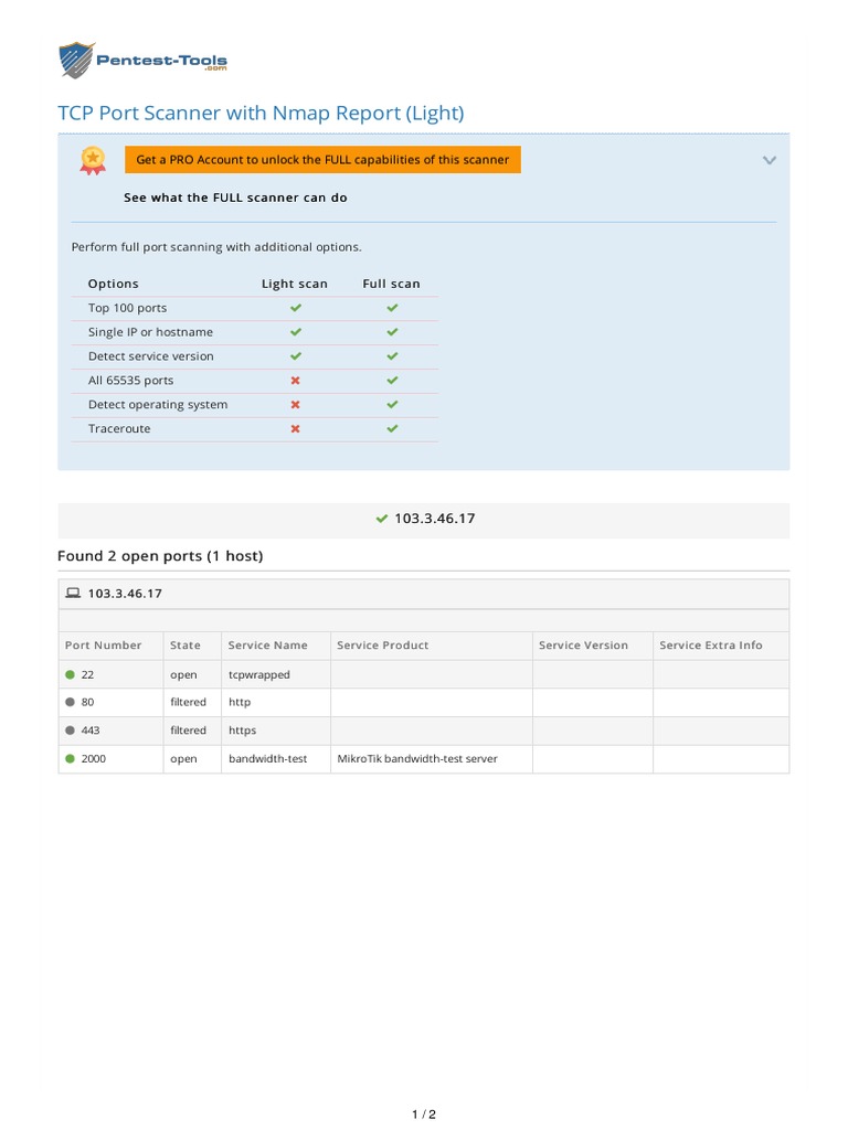 Nmap Light Scan Report | PDF