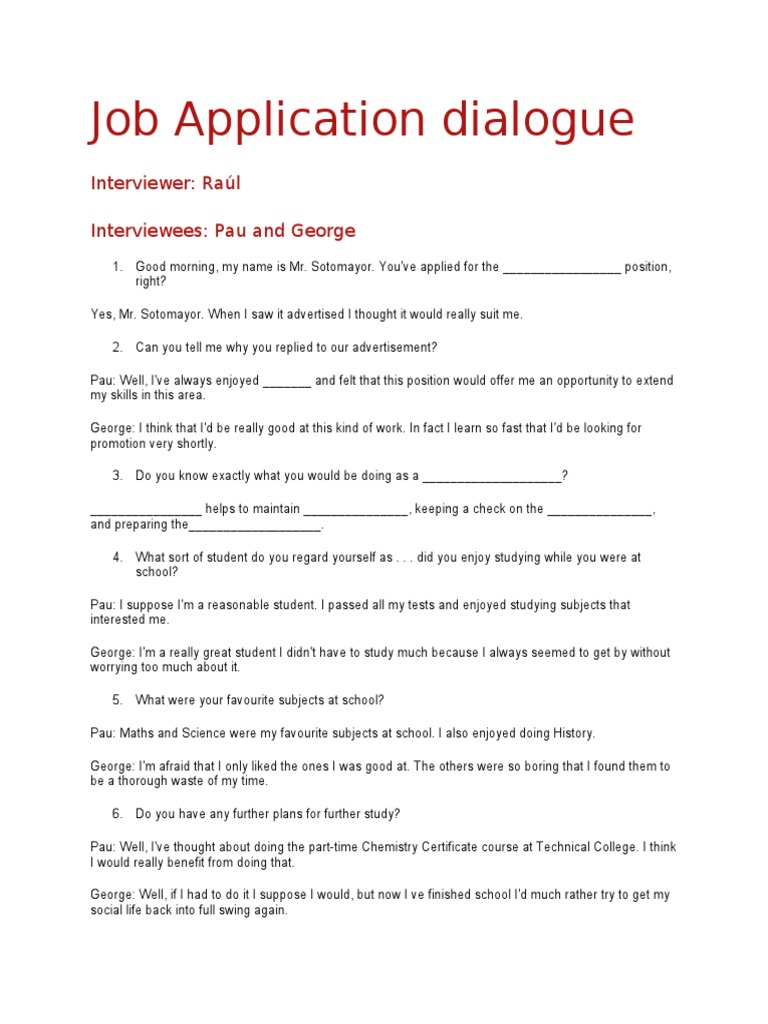 Job Application Dialogue | PDF