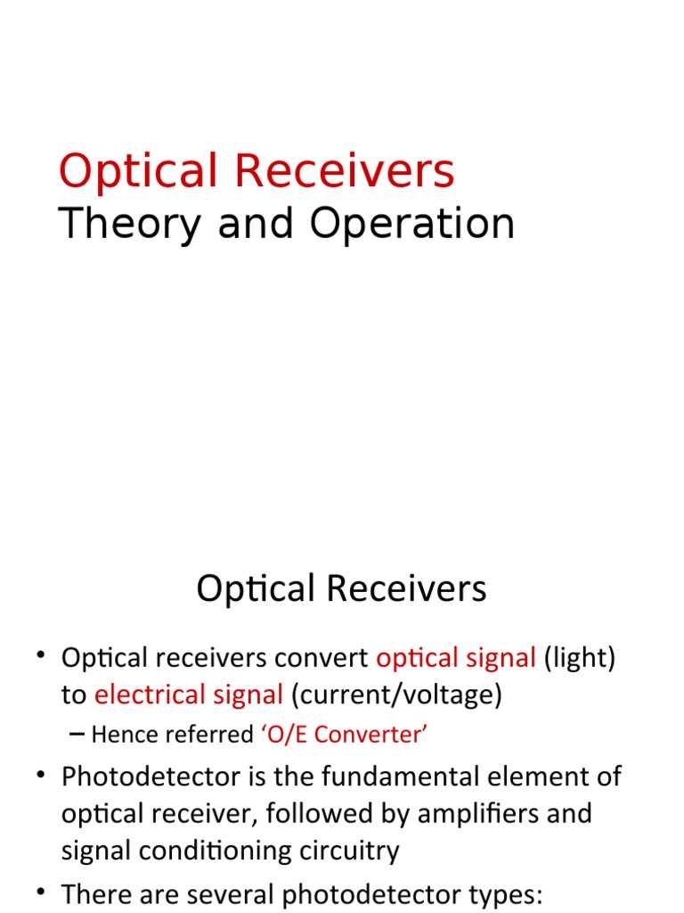 Optical Receivers: Theory and Operation | PDF | Science & Mathematics