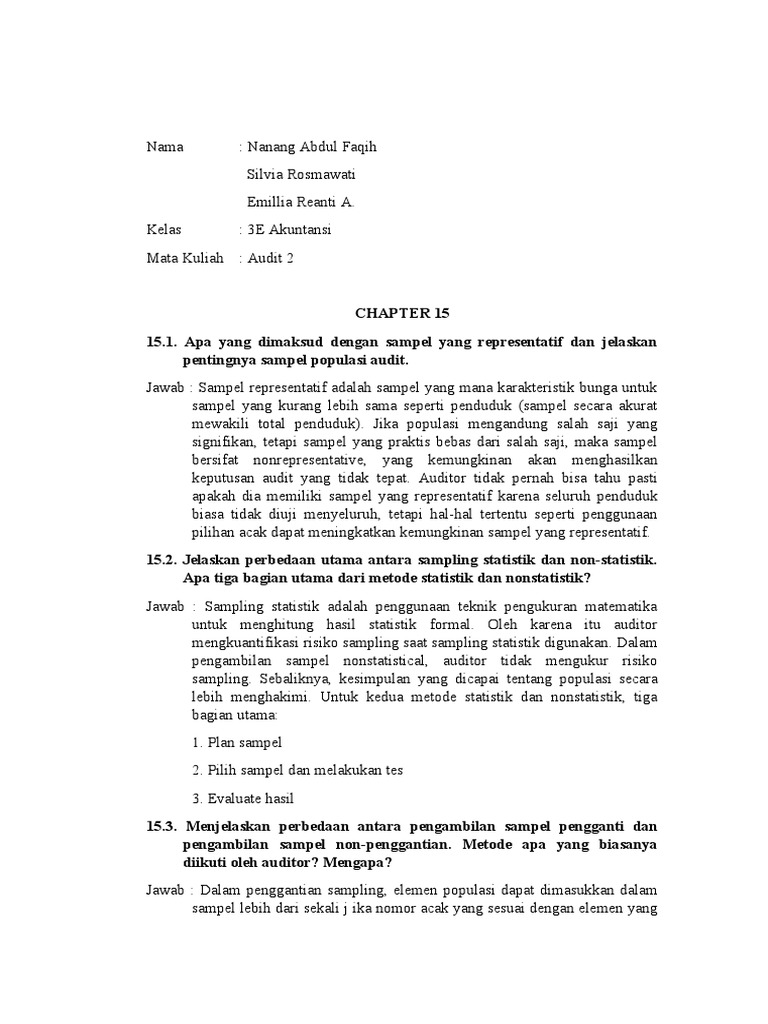 Latihan Audit Bab 15 | PDF | Bisnis | Komputer