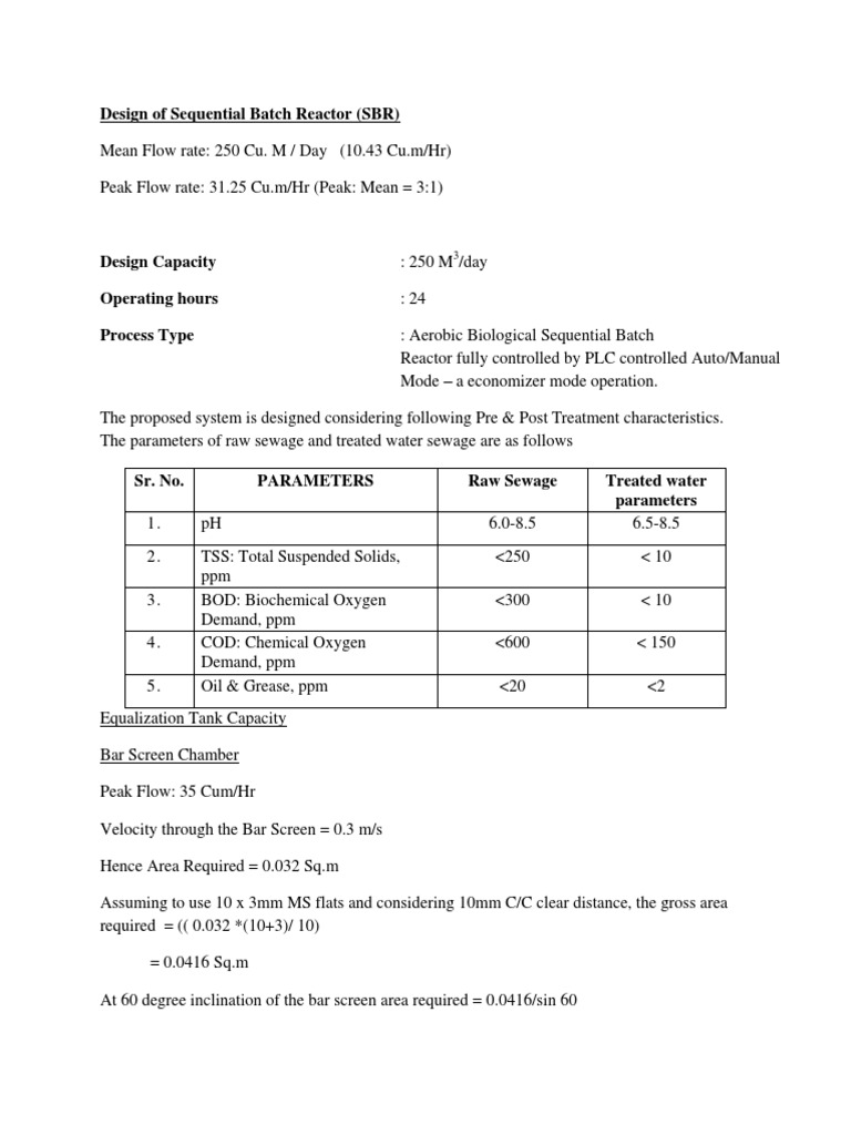 SBR Plant Design PDF | PDF | Sewage Treatment | Environmental Issues ...