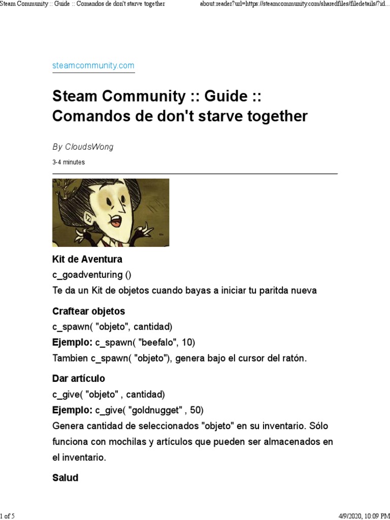 Guía completa de comandos para Don't Starve Together | PDF | Ocio ...