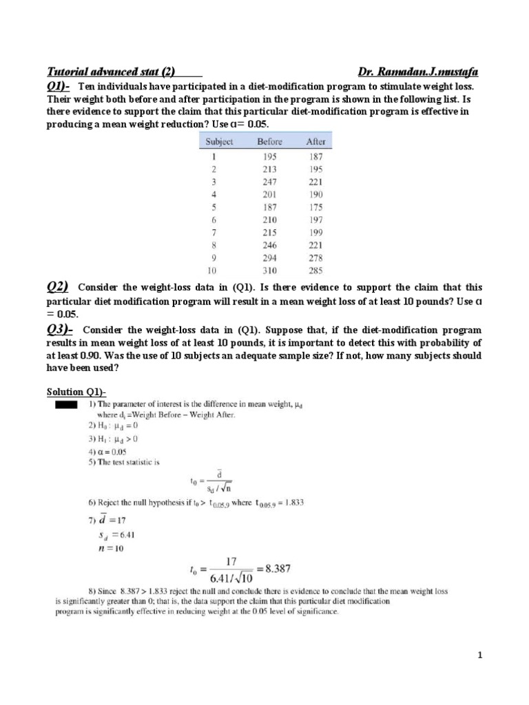 Advance Stat Tutorial 2 | PDF | Statistical Analysis | Teaching Mathematics