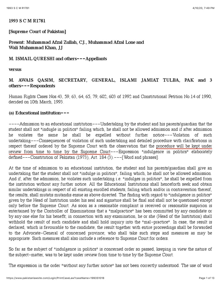 1993 SCMR 1781 | PDF | Supreme Courts | Criminal Procedure In South Africa