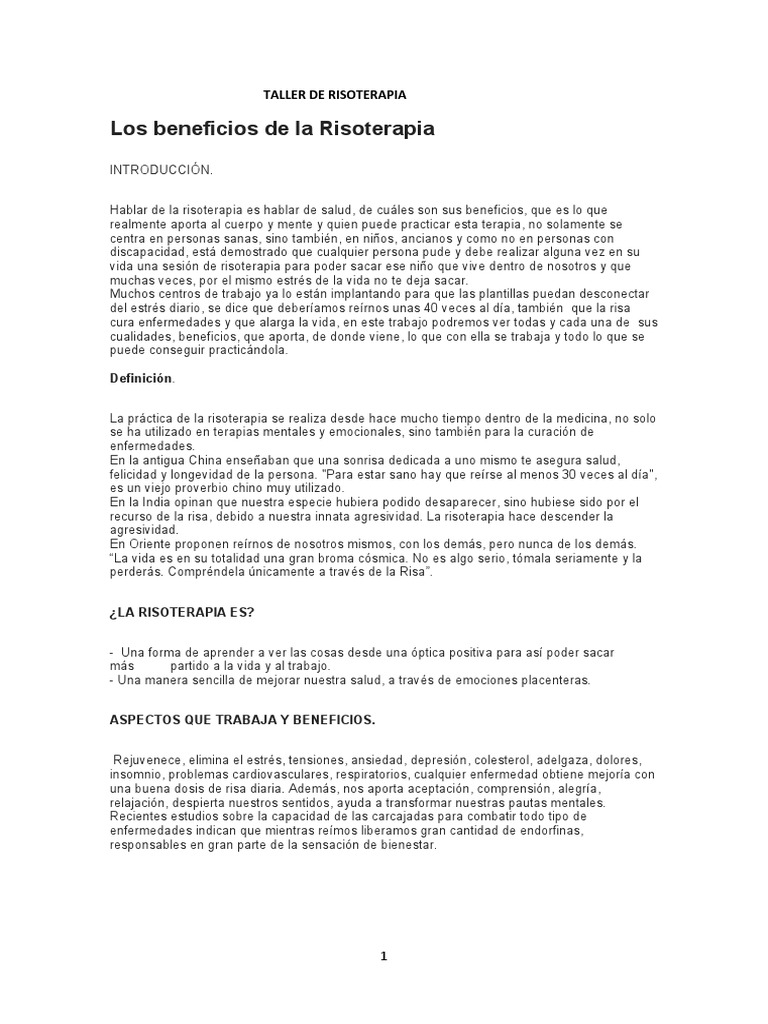 Taller de Risoterapia | PDF | La risa | Estrés (biología)