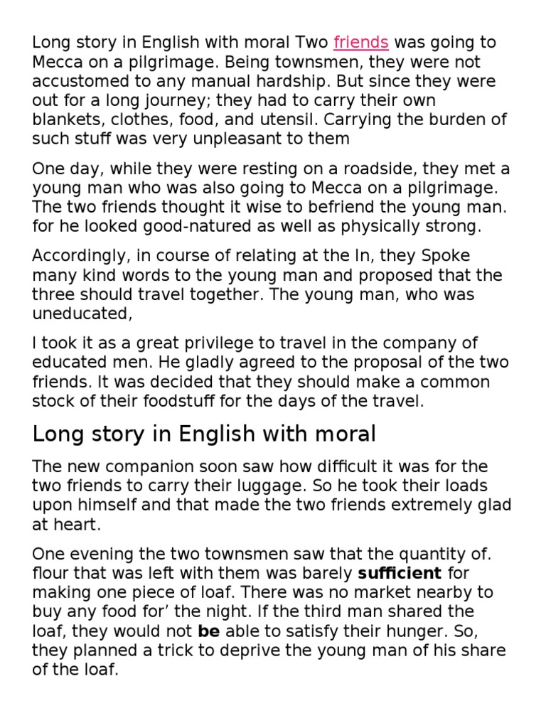 Long Story in English With Moral: Friends | PDF | Dream