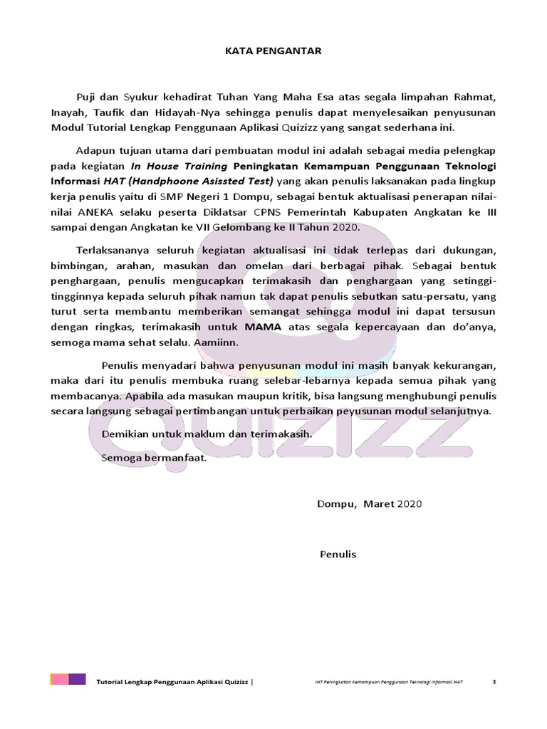 Modul Lengkap Penggunaan Aplikasi Quizizz | PDF