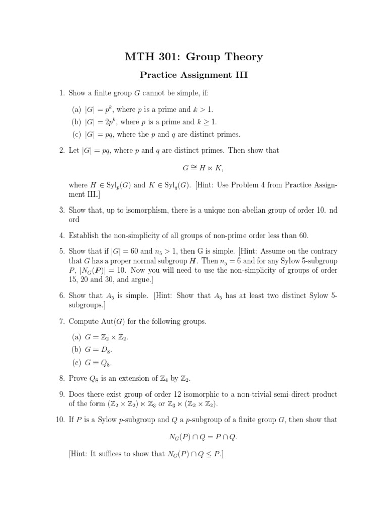 Group Theory Problems 7 | PDF | Teaching Methods & Materials