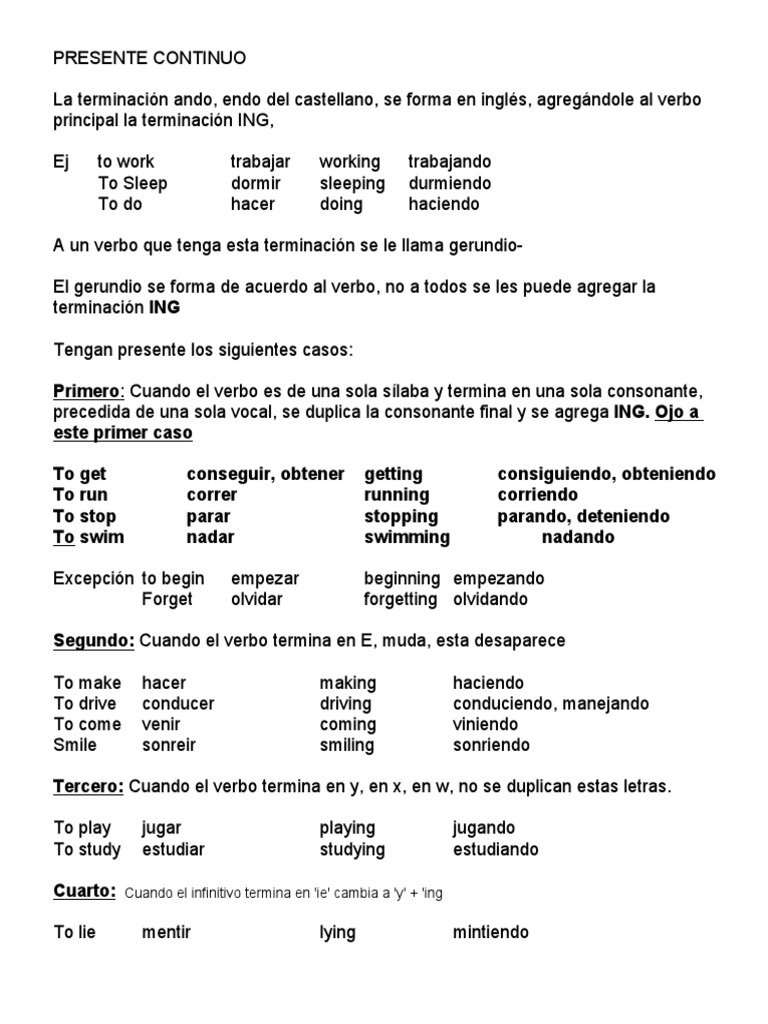Presente Continuo | PDF | Gramática | Componentes