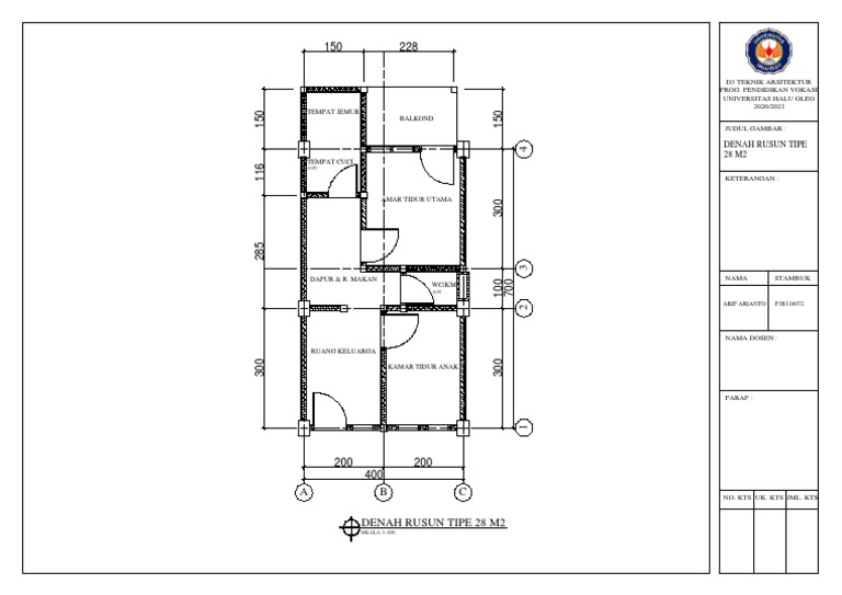 Denah Rusun Tipe 28 M2 | PDF