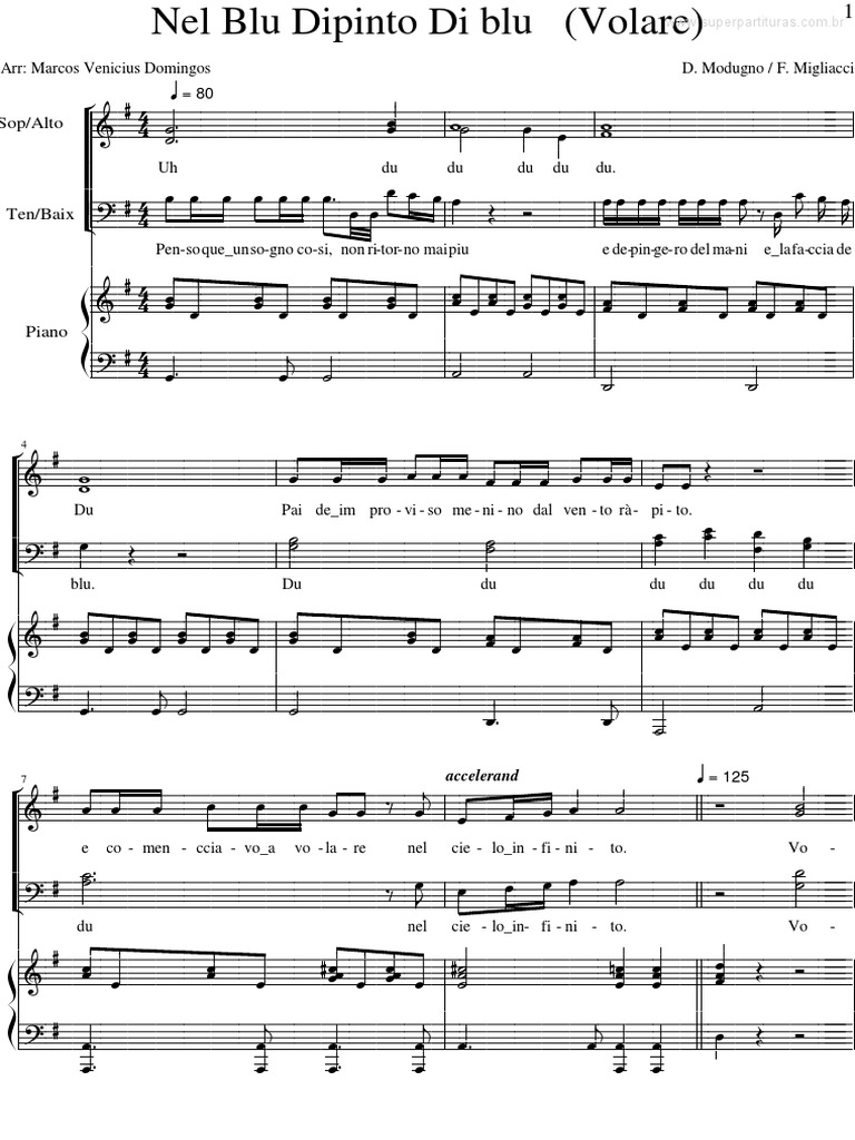 Nel Blu Dipinto Di Blu Volare SATB PDF | PDF