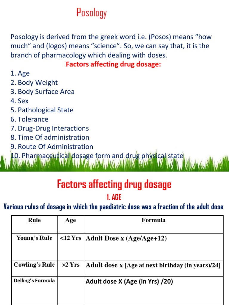 Posology: Factors Affecting Drug Dosage | PDF | Drug Tolerance | Dose ...