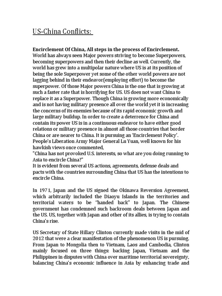 US-China Conflicts:: Encirclement of China, All Steps in The Process of ...