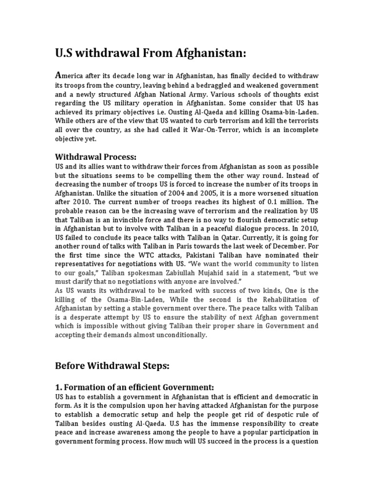 U.S Withdrawal From Afghanistan | PDF | Tehrik I Taliban Pakistan | Taliban