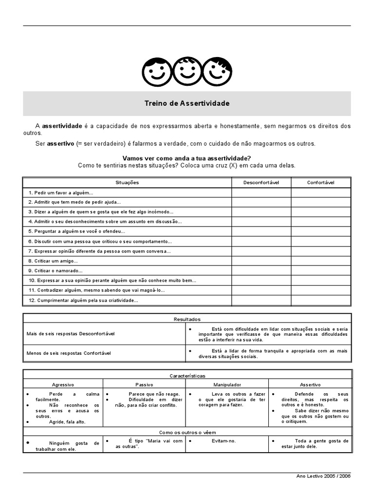 Treino de Assertividade 1 | PDF | Science | Ciências humanas