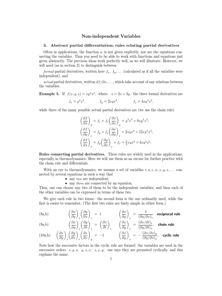 Abstract Partial Differentiation Rules Relating Partial Derivatives | PDF | Derivative ...