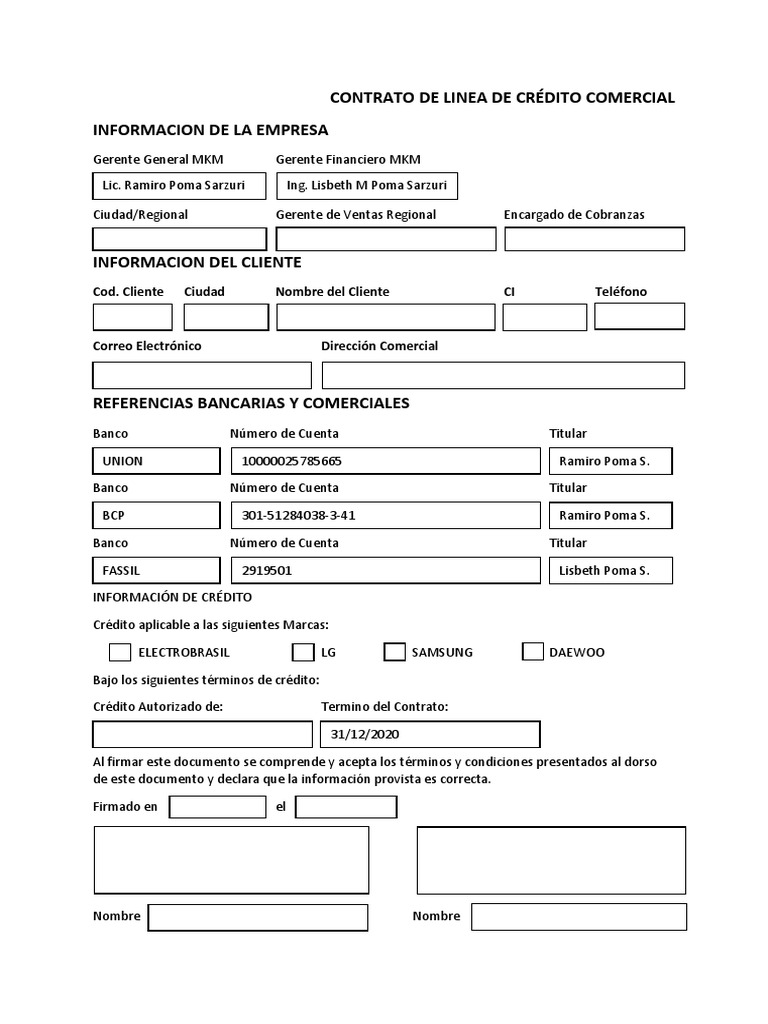 Contrato de Linea de Crédito Comercial | PDF | Bancos | Business