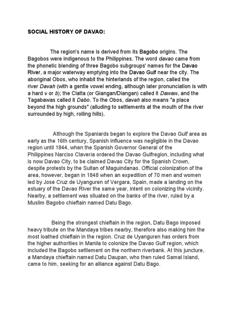 Social History of Davao | PDF | Philippines | Religion And Belief