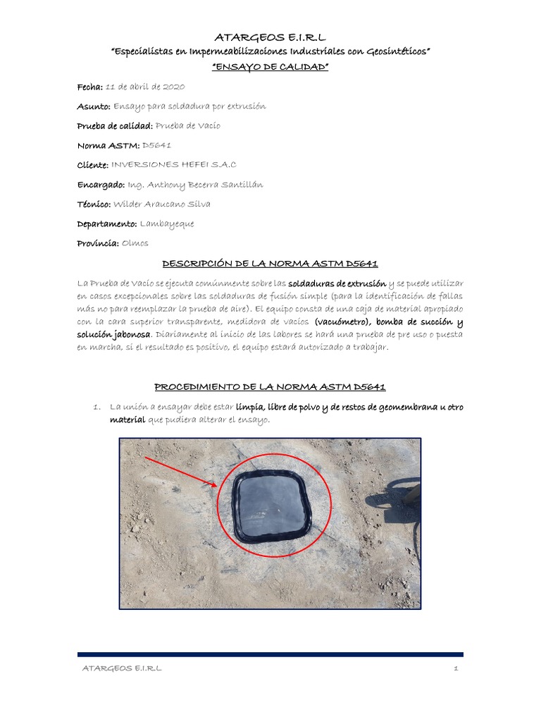 Prueba de Vacío según ASTM D5641 | PDF | Tecnología