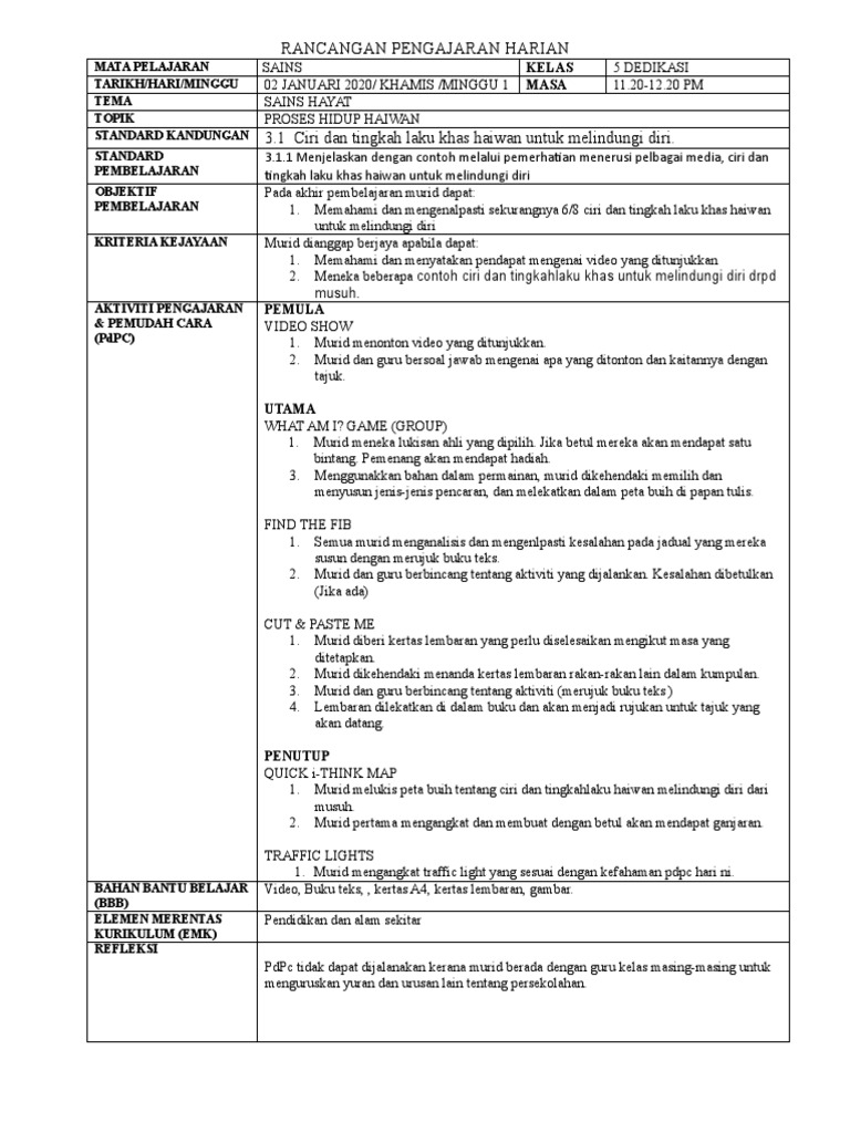 RPH 5D W1D4 | PDF | Karier & Perkembangan