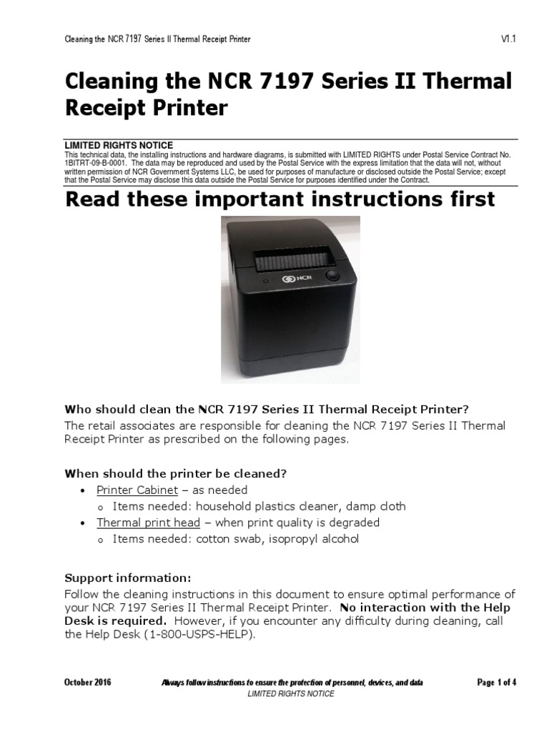 Cleaning The NCR 7197 Series II Thermal Receipt Printer: Read These ...