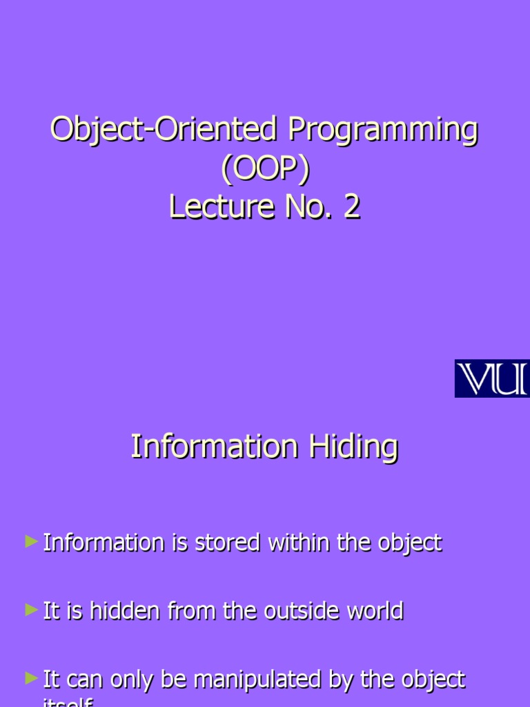 Object Oriented Programming Oop Lecture No 2 Pdf Interface