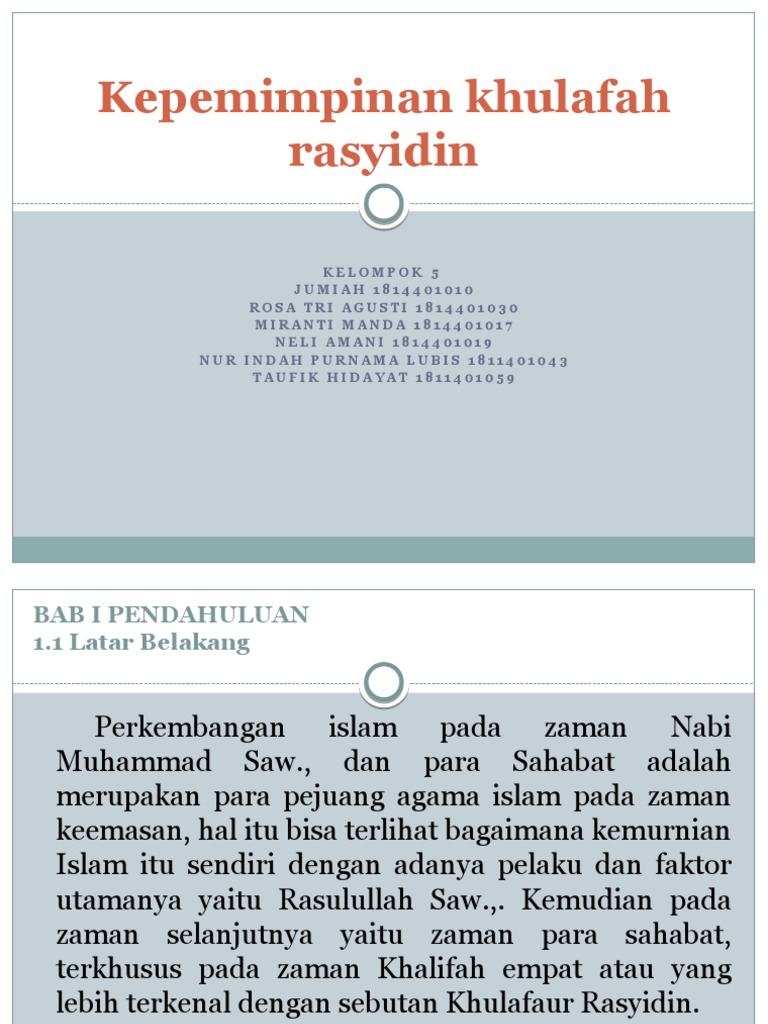 SEJARAH KHULAFAUR RASYIDIN PPT | PDF