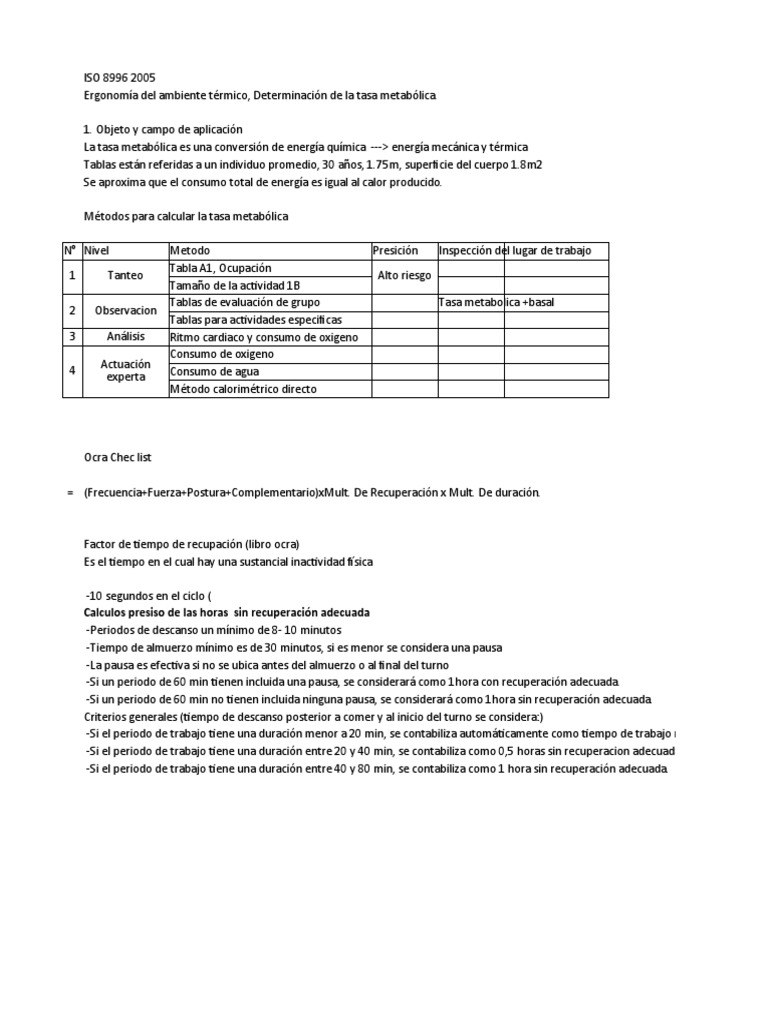Iso 8996 | PDF | Factores humanos y ergonomía | Metabolismo