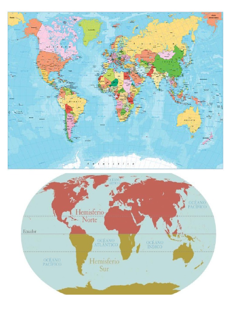 Mapa Mundi 2d Hemisferio Sur + Polo Sur | PDF
