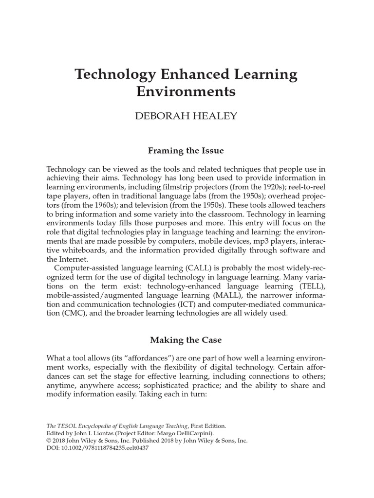 Technology Enhanced Learning Environments - Healey | PDF | Massive Open ...