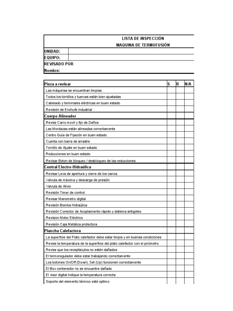 Check List Termofusión | PDF