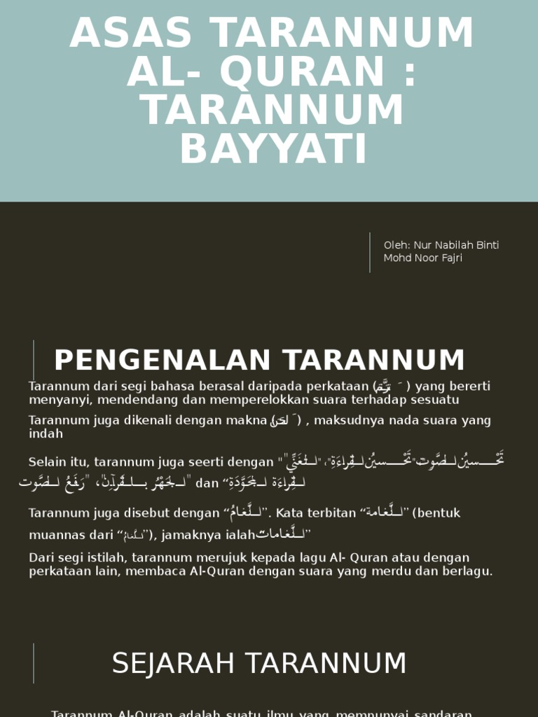 Asas Tarannum Al - Quran (Taranum Bayati) | PDF