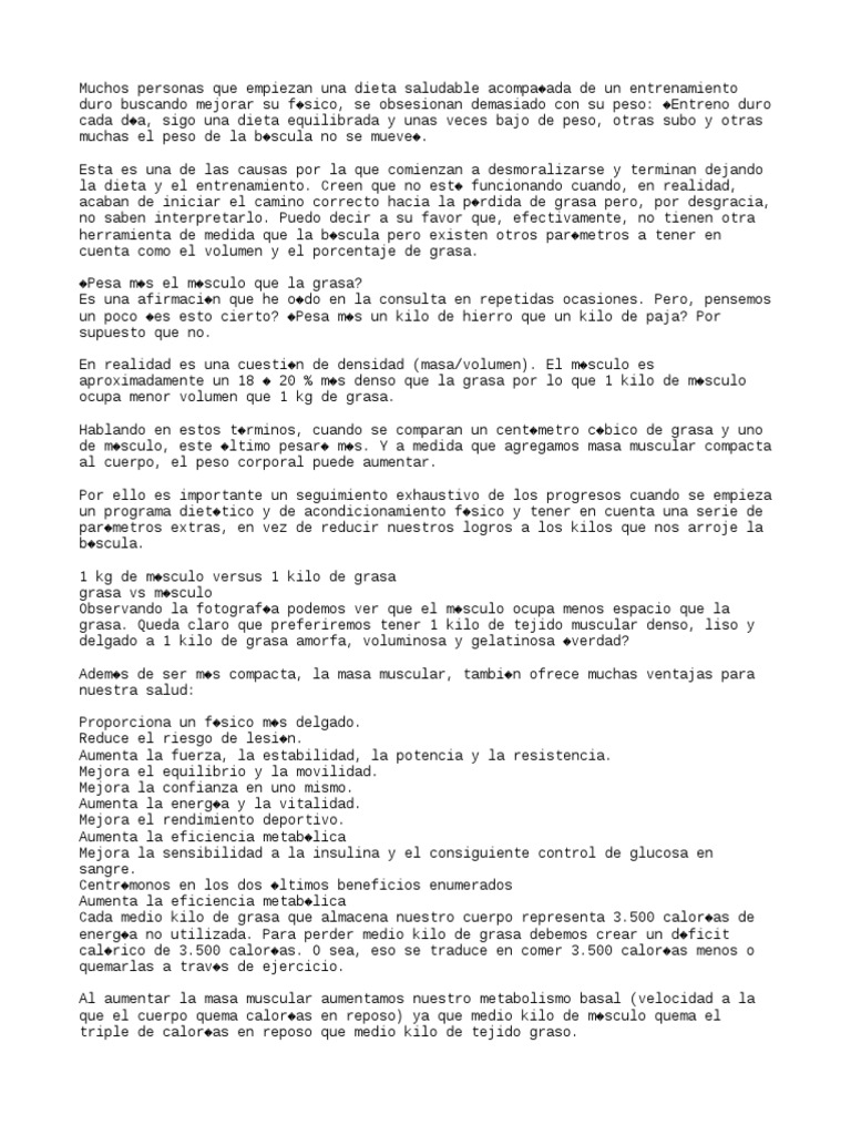 Grasa vs Músculo: Entendiendo su Impacto | PDF | Tejido adiposo | Dieta