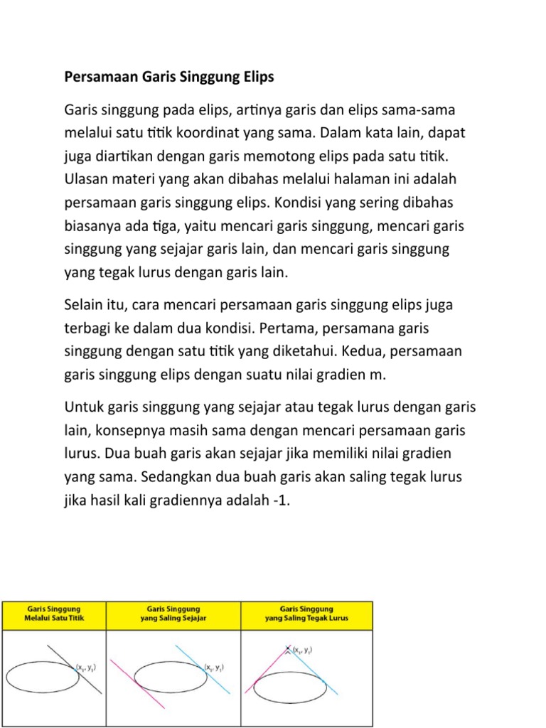 Persamaan Garis Singgung Elips | PDF