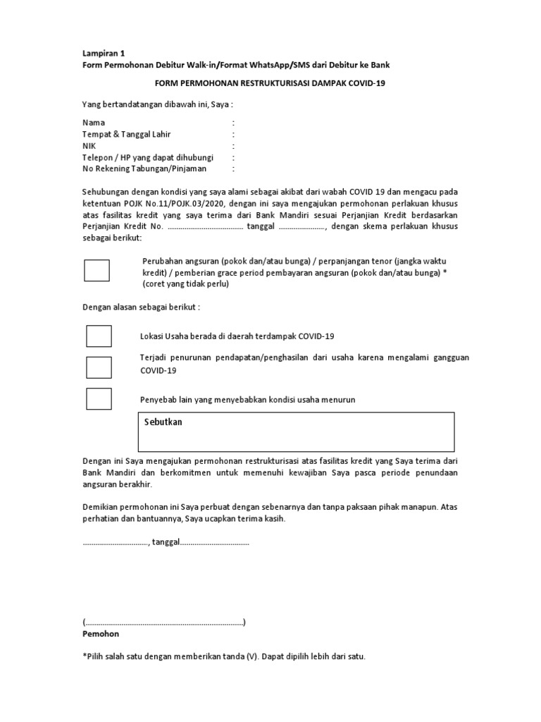 Surat Permohonan Restru PDF | PDF