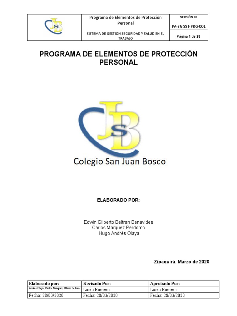 Programa de Epp | PDF | Seguridad y salud ocupacional | Guante