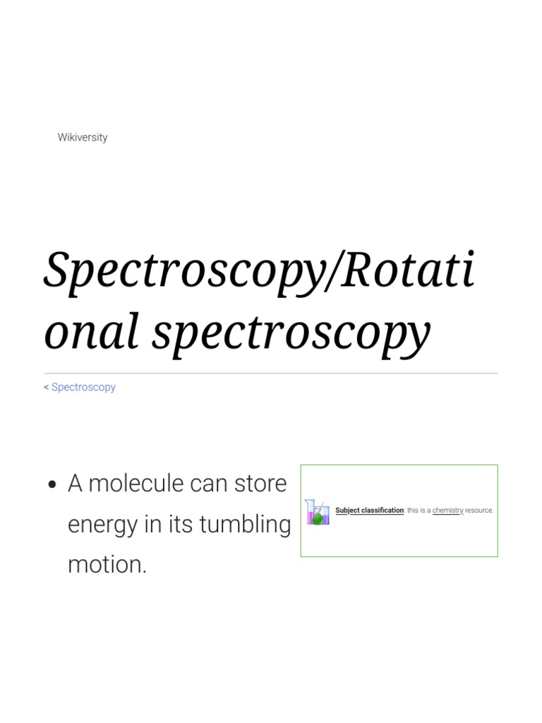 Spectroscopy - Rotational Spectroscopy - Wikiversity PDF | PDF ...