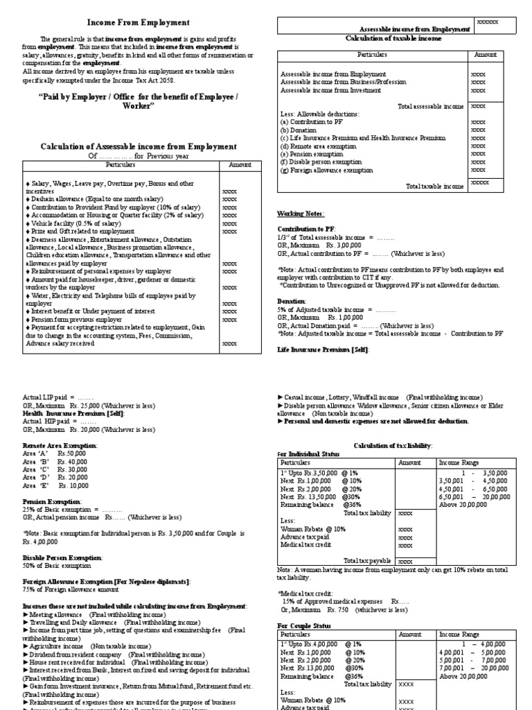 Income From EmploymentFormat | PDF | Withholding Tax | Employment