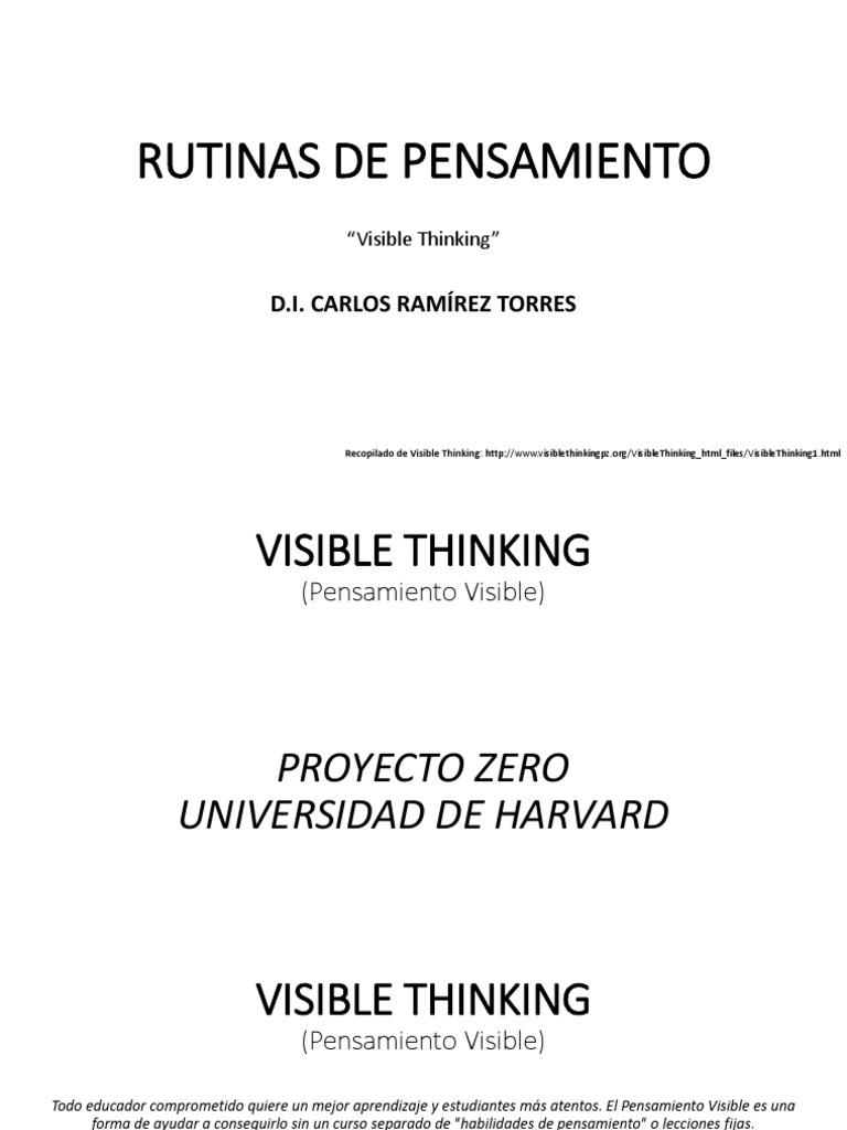 Rutinas de Pensamiento Visible en Aula | PDF | Imagen | Aprendizaje