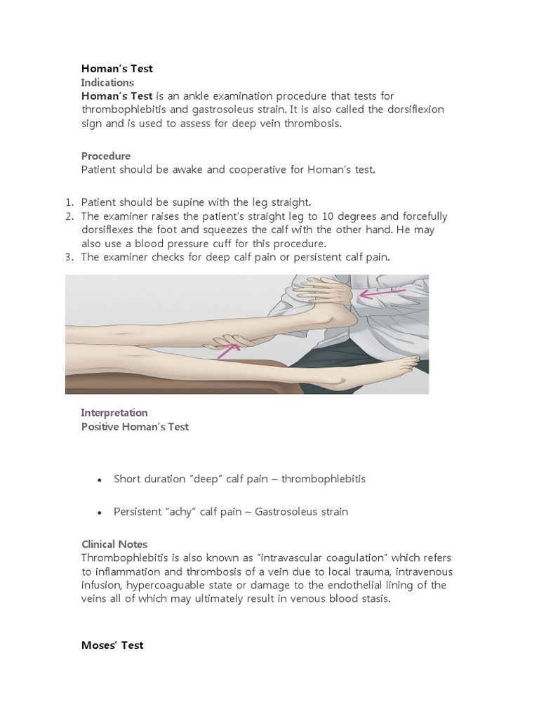 Homan's Test Is An Ankle Examination Procedure That Tests For | PDF