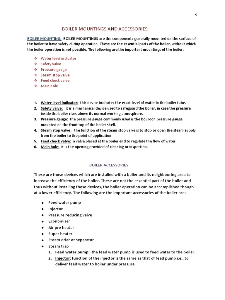 Boiler Mountings and Accessories Overview | PDF | Boiler | Steam