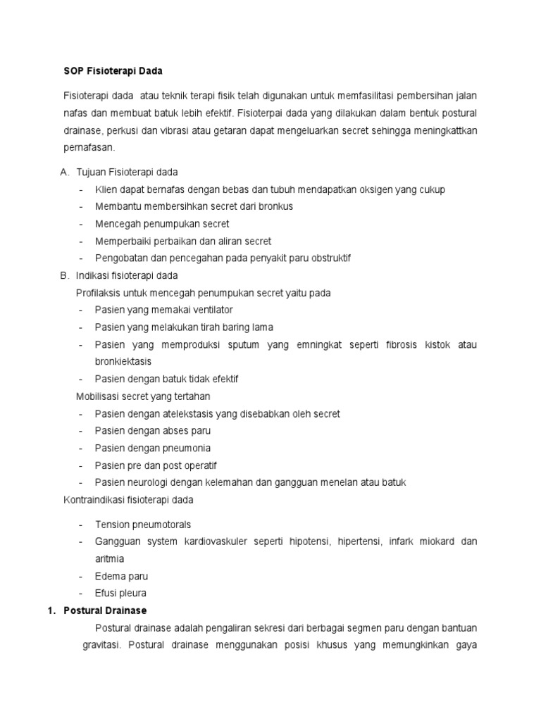 SOP Fisioterapi Dada | PDF