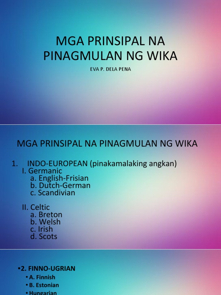 Ang Prinsipal Na Pinagmulan NG Wika | PDF