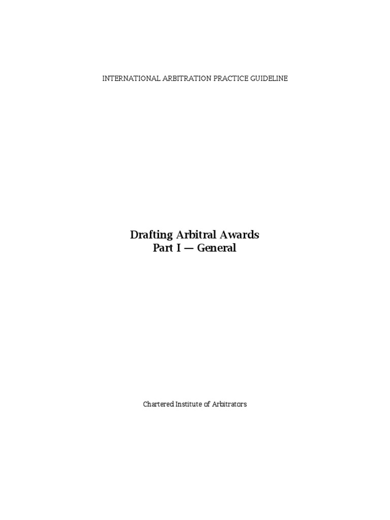 Arbitration Award Drafting Guide | PDF | Arbitration | Settlement ...