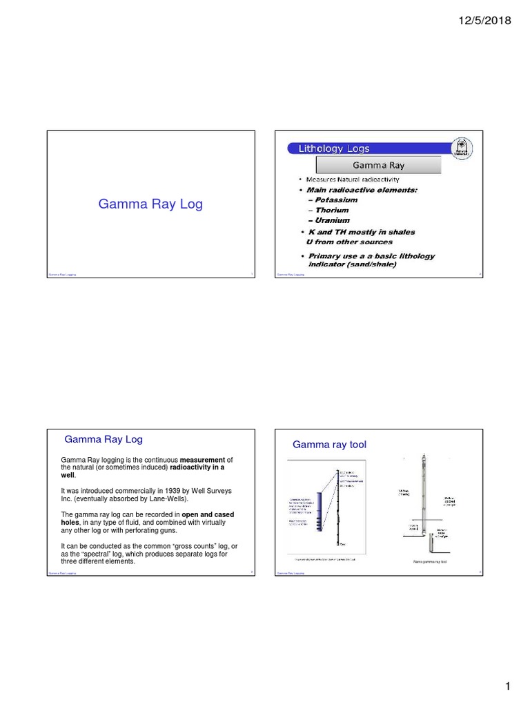 Gamma Ray Log Gamma Ray Tool | PDF | Porosity | Radioactive Decay